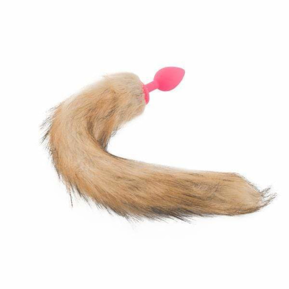 Brown & Pink Fox Silicone Tail, 18" – Love Plugs CA