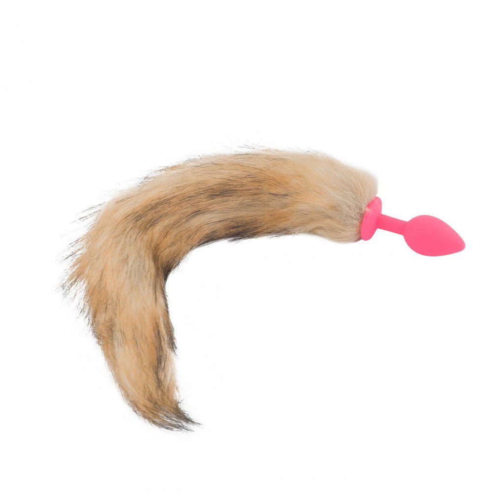 Brown & Pink Fox Silicone Tail, 18" – Love Plugs CA